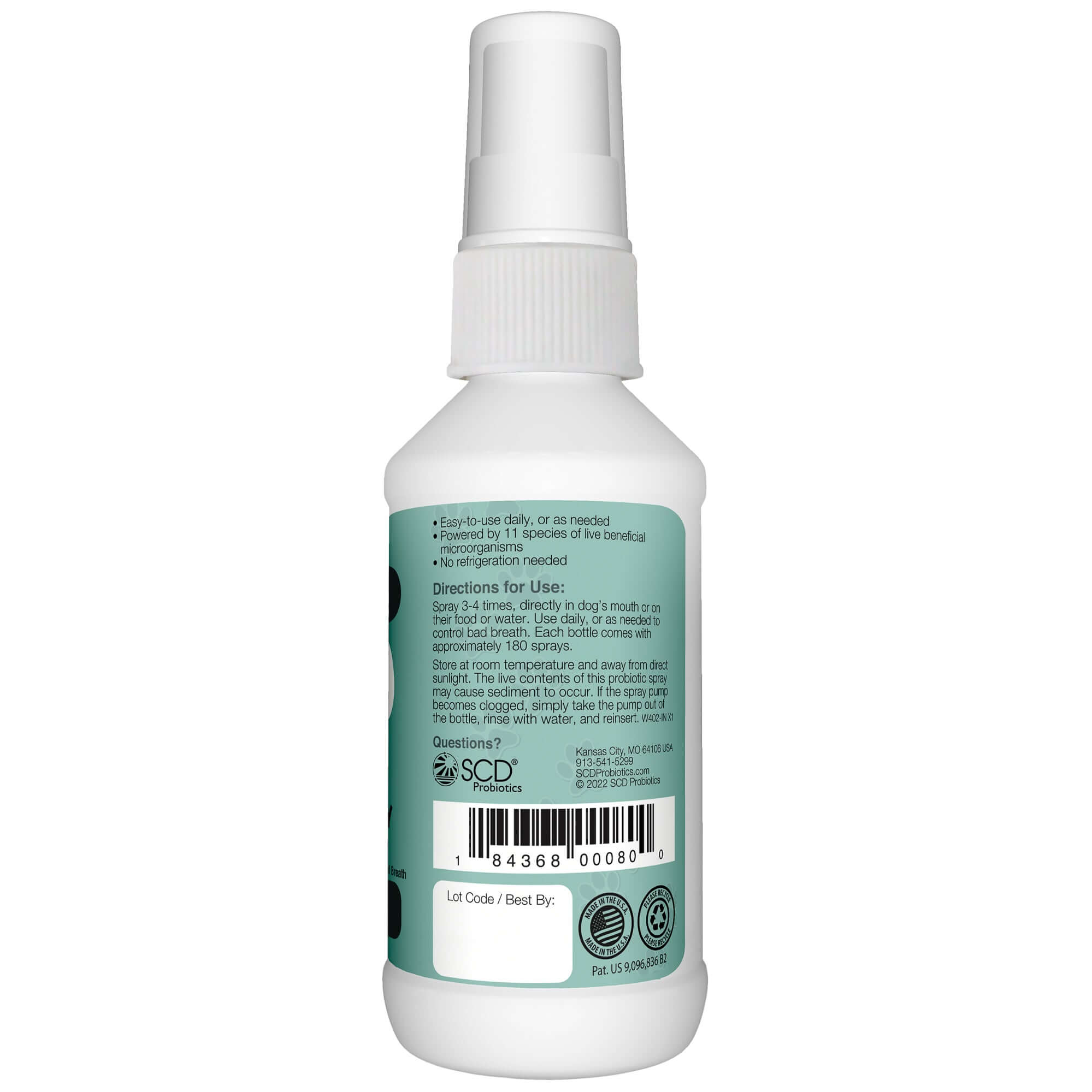 SCD Probiotics Breath Spray for Dogs - 4.4 fl.oz.